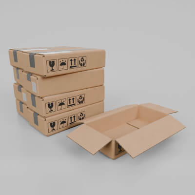 Cardboard Box R-120 - Rigged and Customizable 3D Model by 3DPolyForge