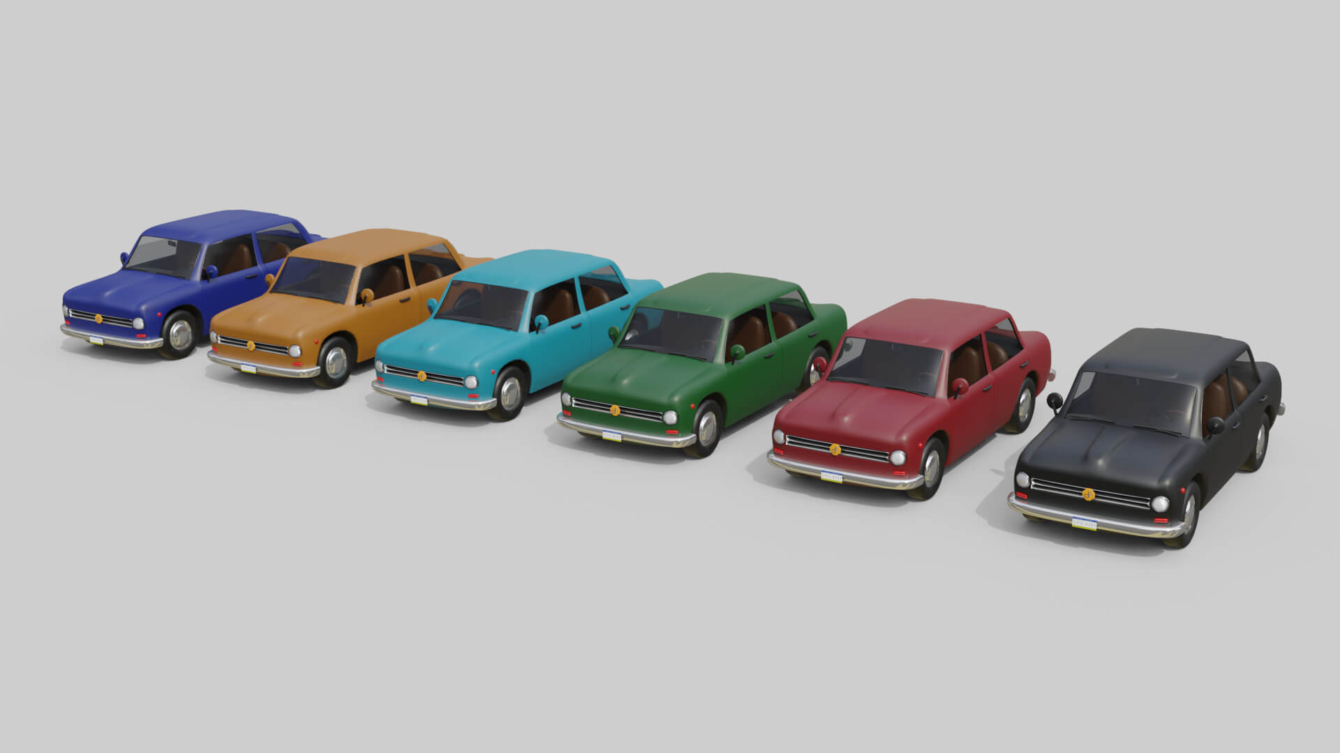 Low Poly Vintage Sedan Cars Game Ready and Render Asset by 3DPolyForge