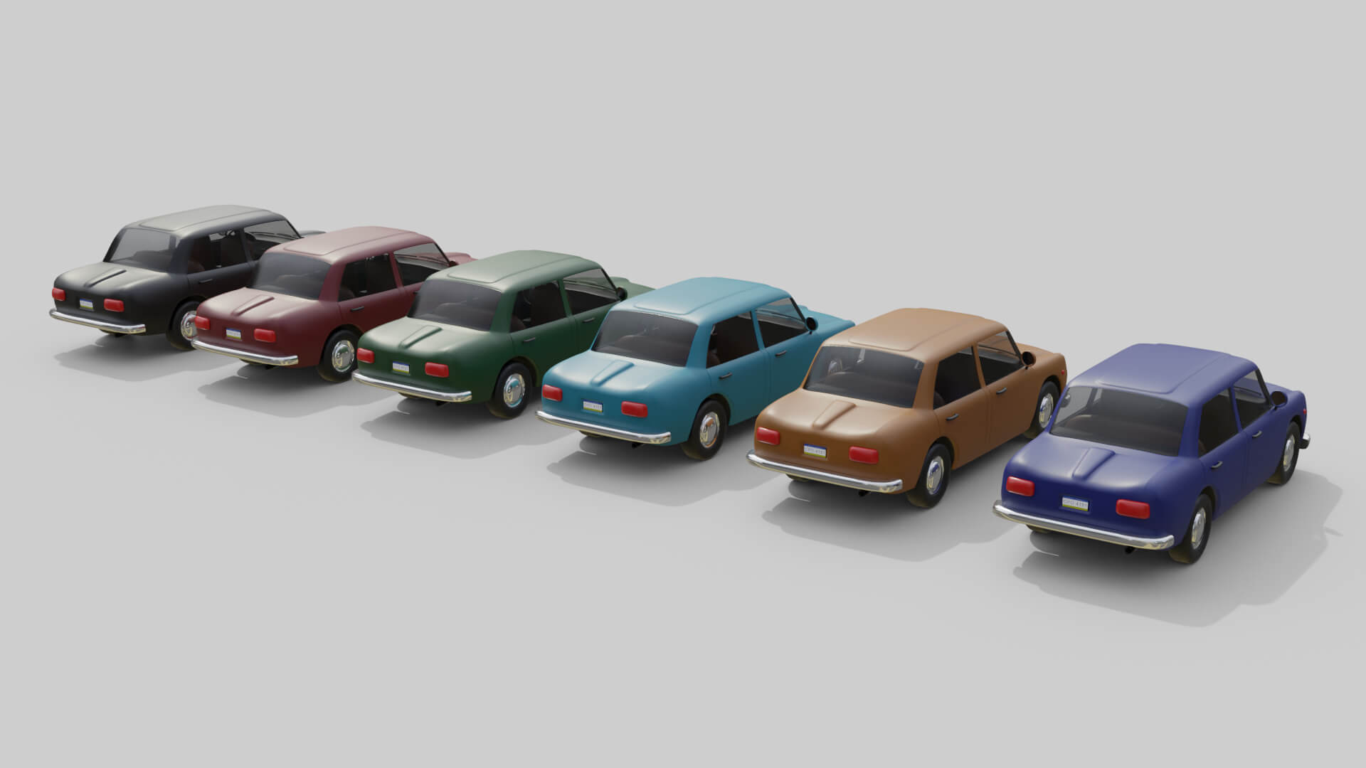 Low Poly Vintage Sedan Cars Game Ready and Render Asset by 3DPolyForge