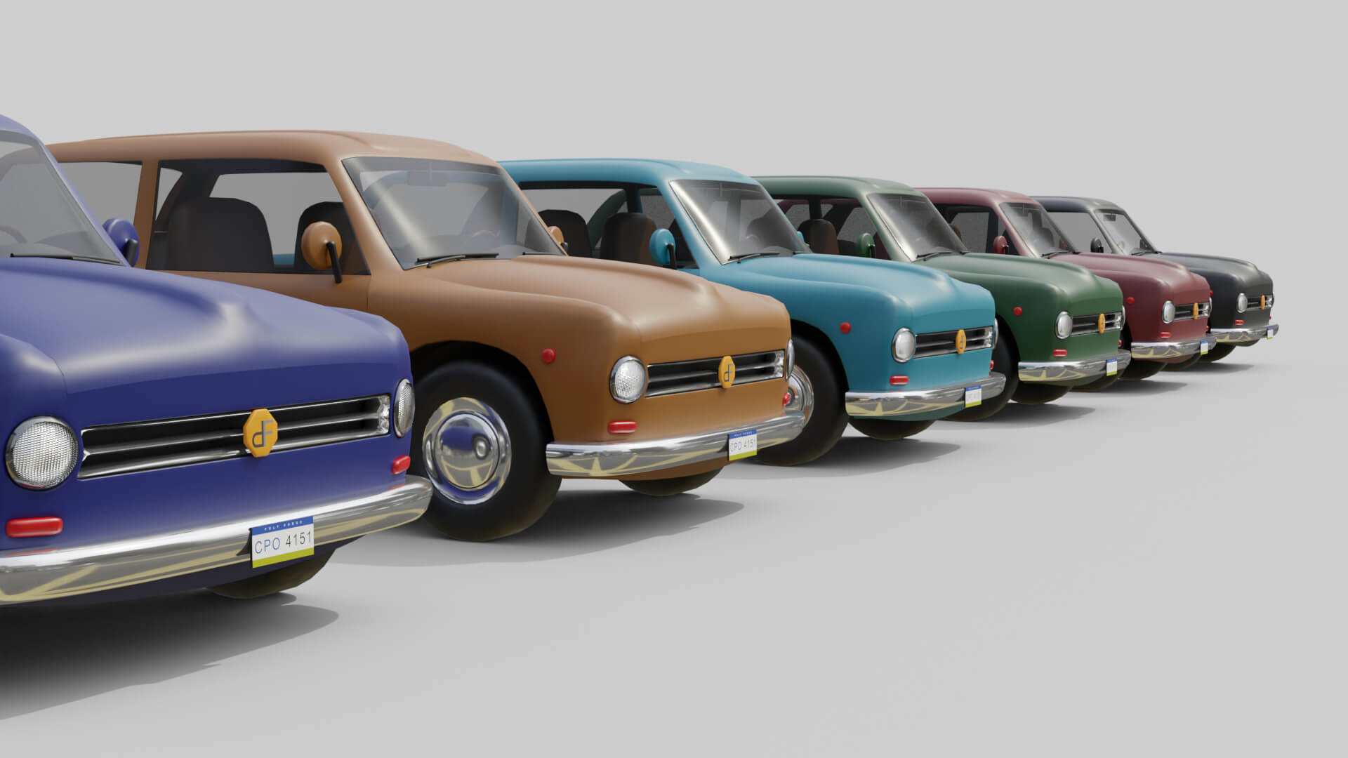 Low Poly Vintage Sedan Cars Game Ready and Render Asset by 3DPolyForge