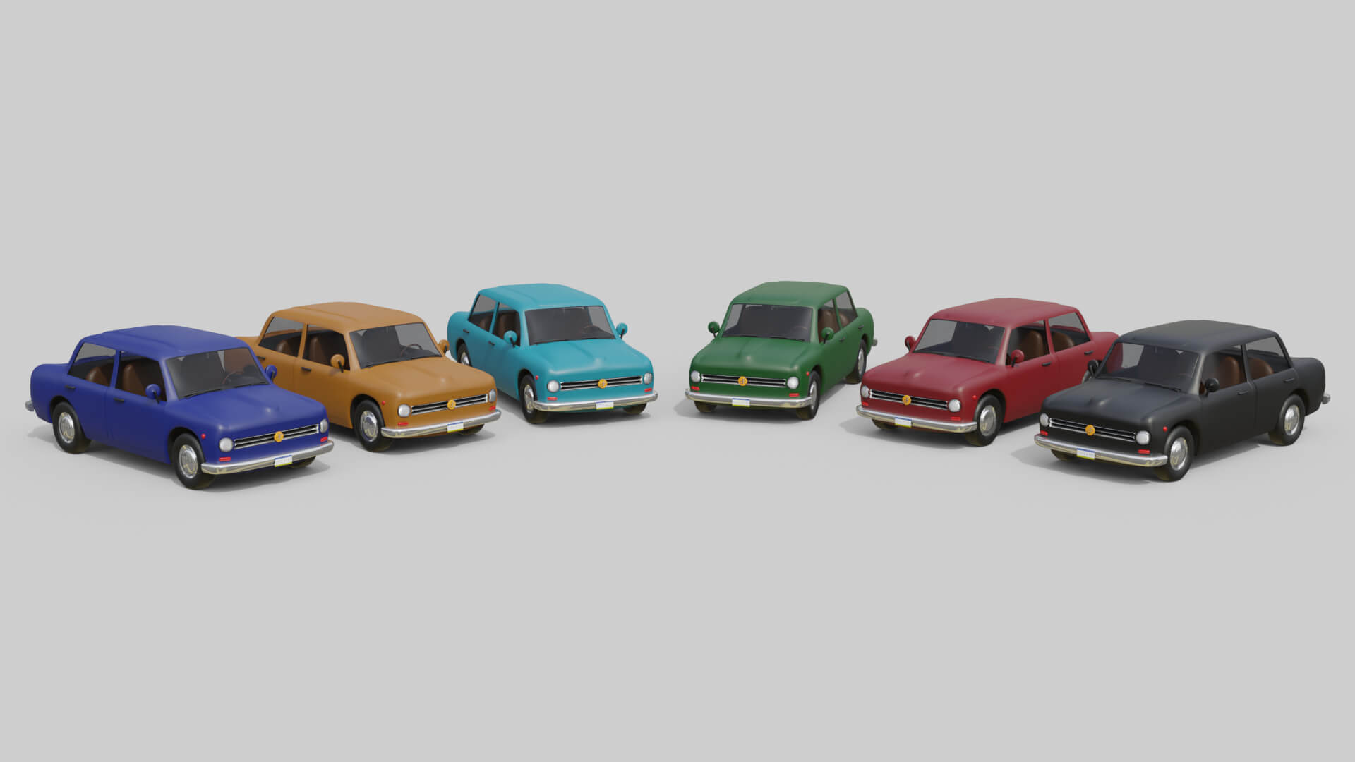 Low Poly Vintage Sedan Cars Game Ready and Render Asset by 3DPolyForge