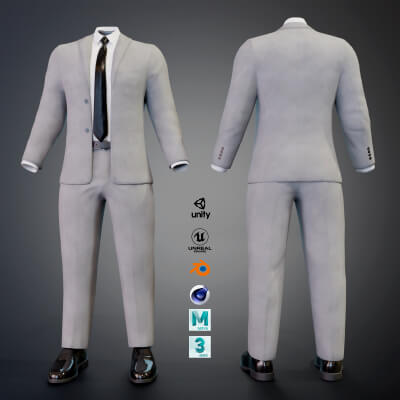 Classic Men Formal Suit Animation and Game Ready Low Poly 3D by 3DPolyForge