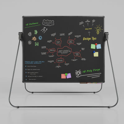 Customizable U-Stand Blackboard Rectangular Writing Board 3D Model by ...