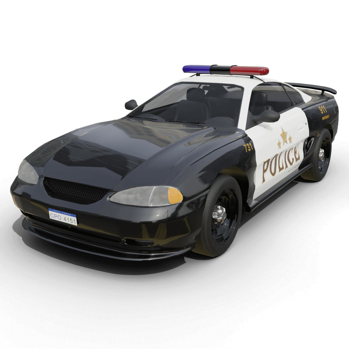 Fast Police Car, Game-Ready, Render Asset - 3D Model 3D Render
