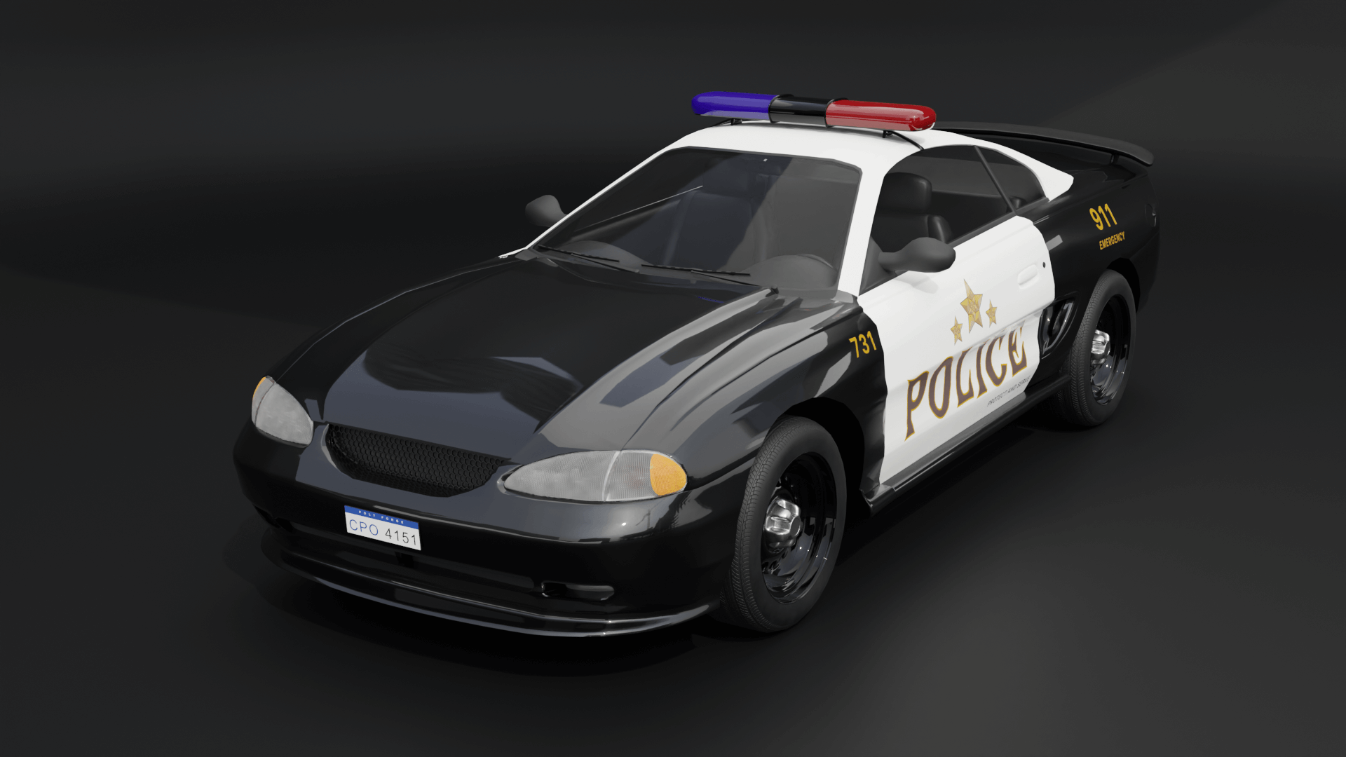 Fast Police Car, Game-Ready, Render Asset - 3D Model 3D Render