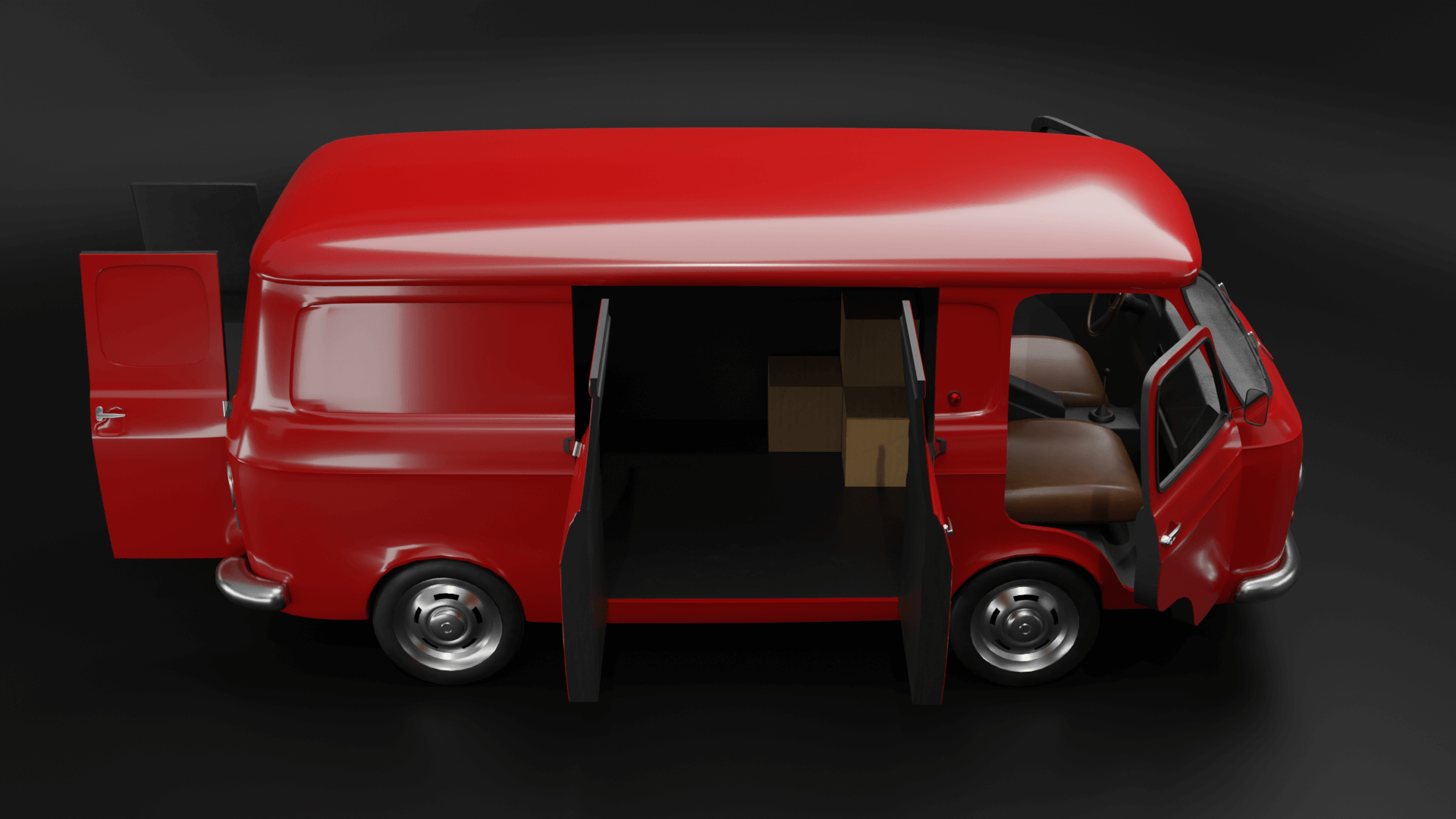 Vintage Cargo Van 3D Model 3D Render, Digital Art by 3DPolyForge
