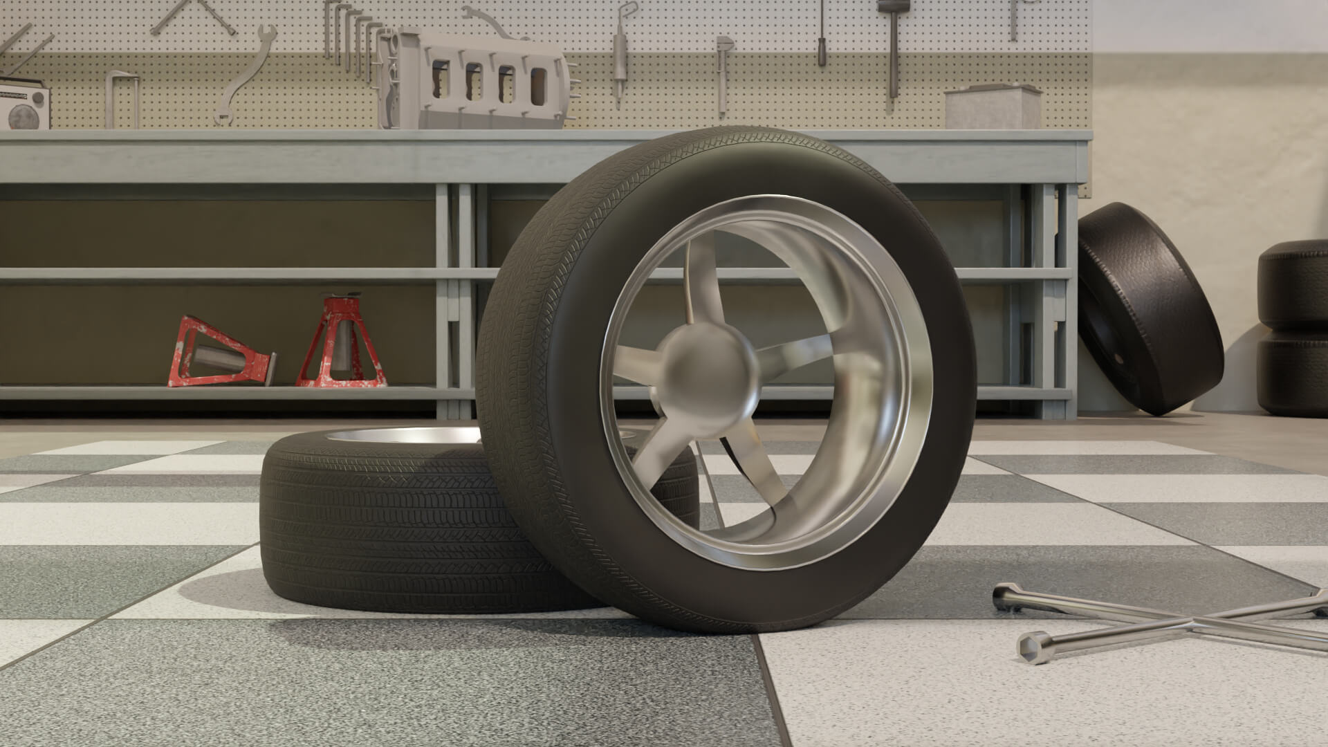 High-Detail Car Wheel for Games and Rendering 3D Model by 3DPolyForge