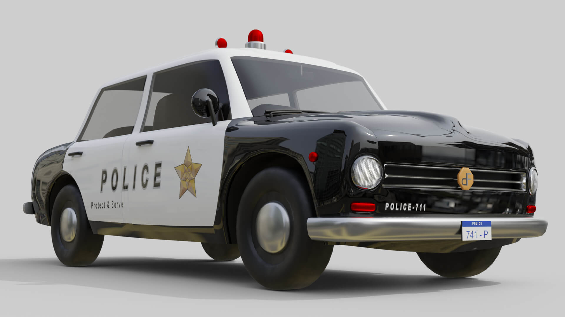 Low Poly Vintage Police Car - 3D Model by 3DPolyForge