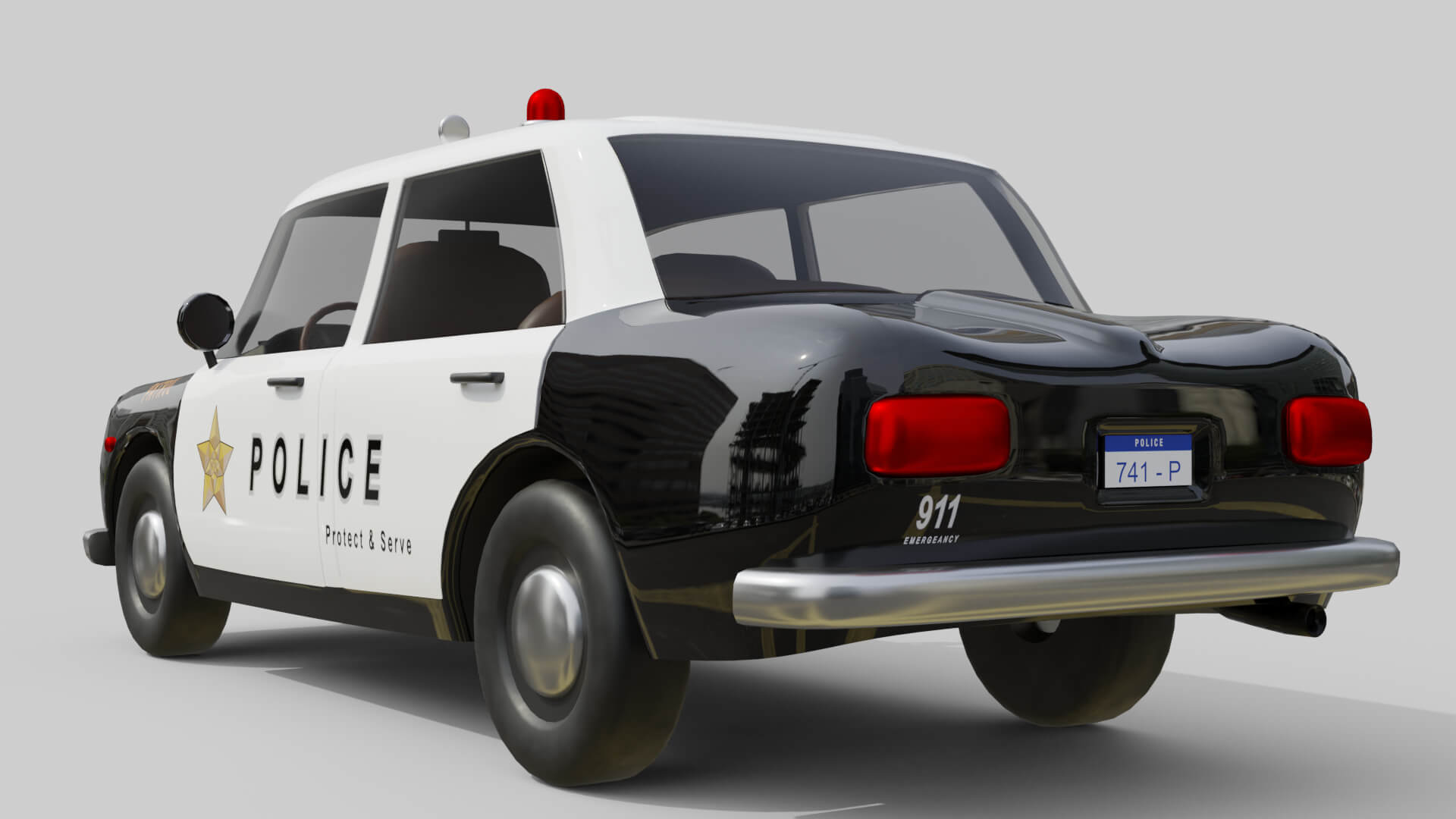 Low Poly Vintage Police Car - 3D Model by 3DPolyForge