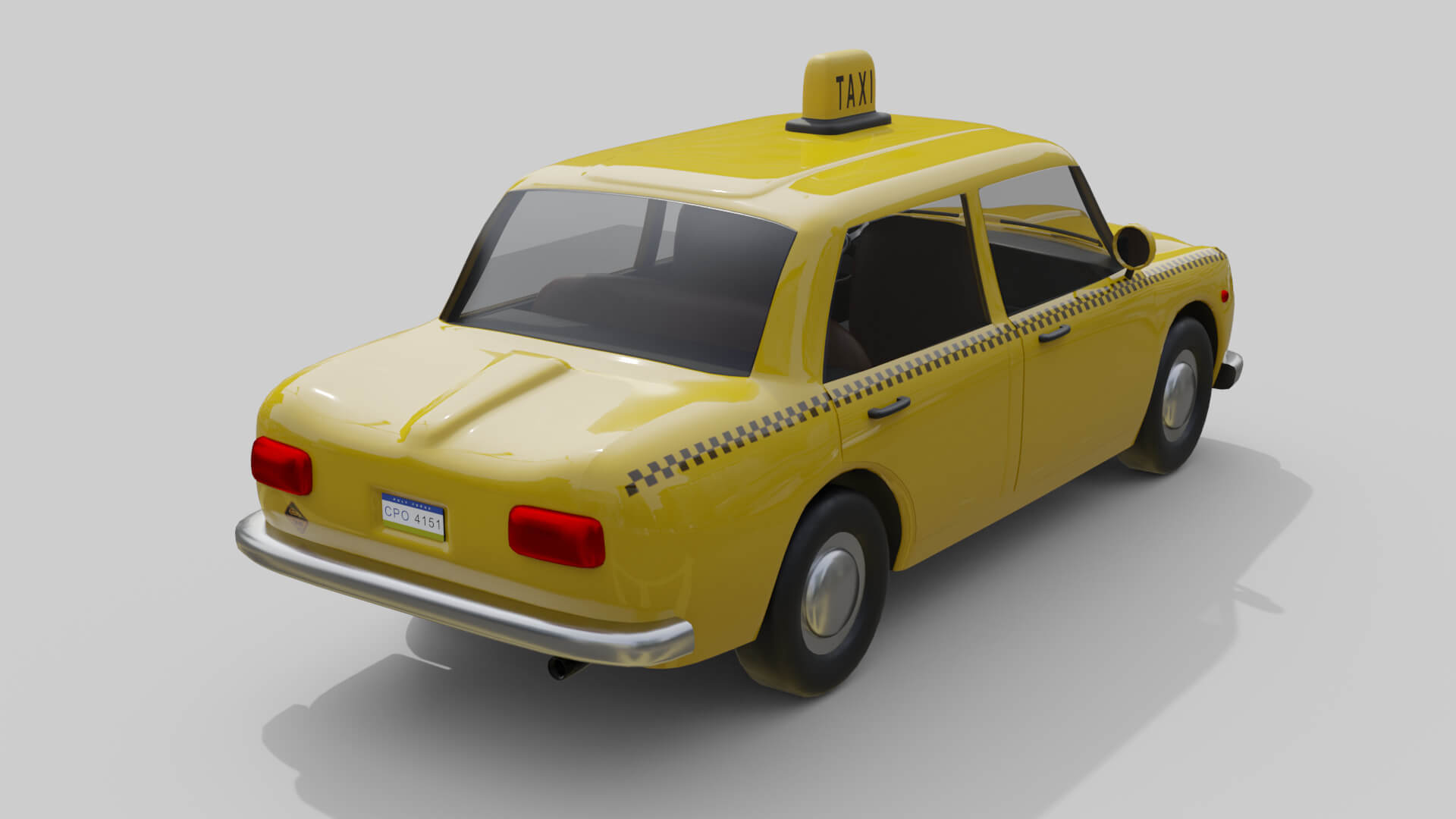 Low Poly Vintage Taxi Car - 3D Model by 3DPolyForge