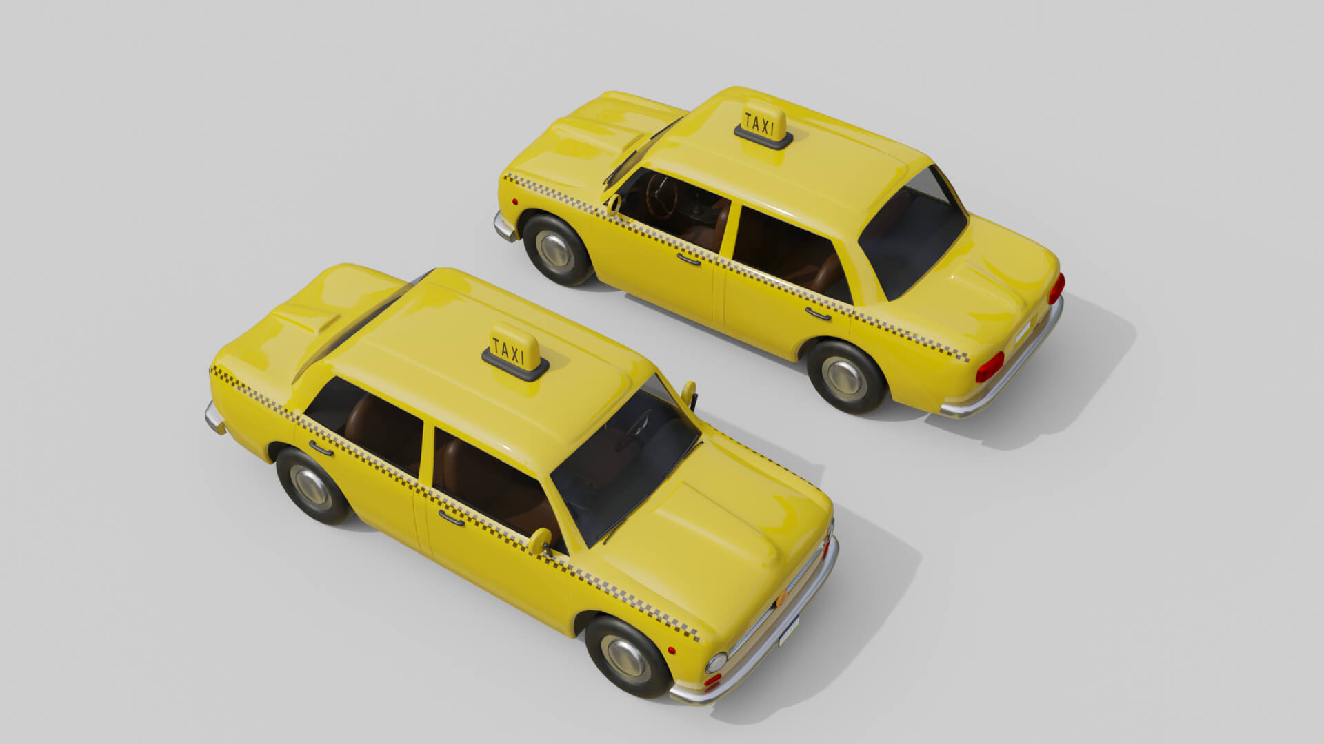 Low Poly Vintage Taxi Car - 3D Model by 3DPolyForge