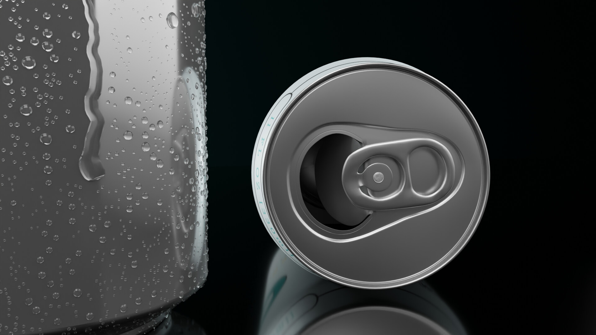 Regular Beverage Cans Set Open and Closed Tabs With Droplets by 3DPolyForge