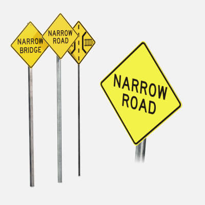 Road Signs - Road Width Warning 3D Model by 3DPolyForge