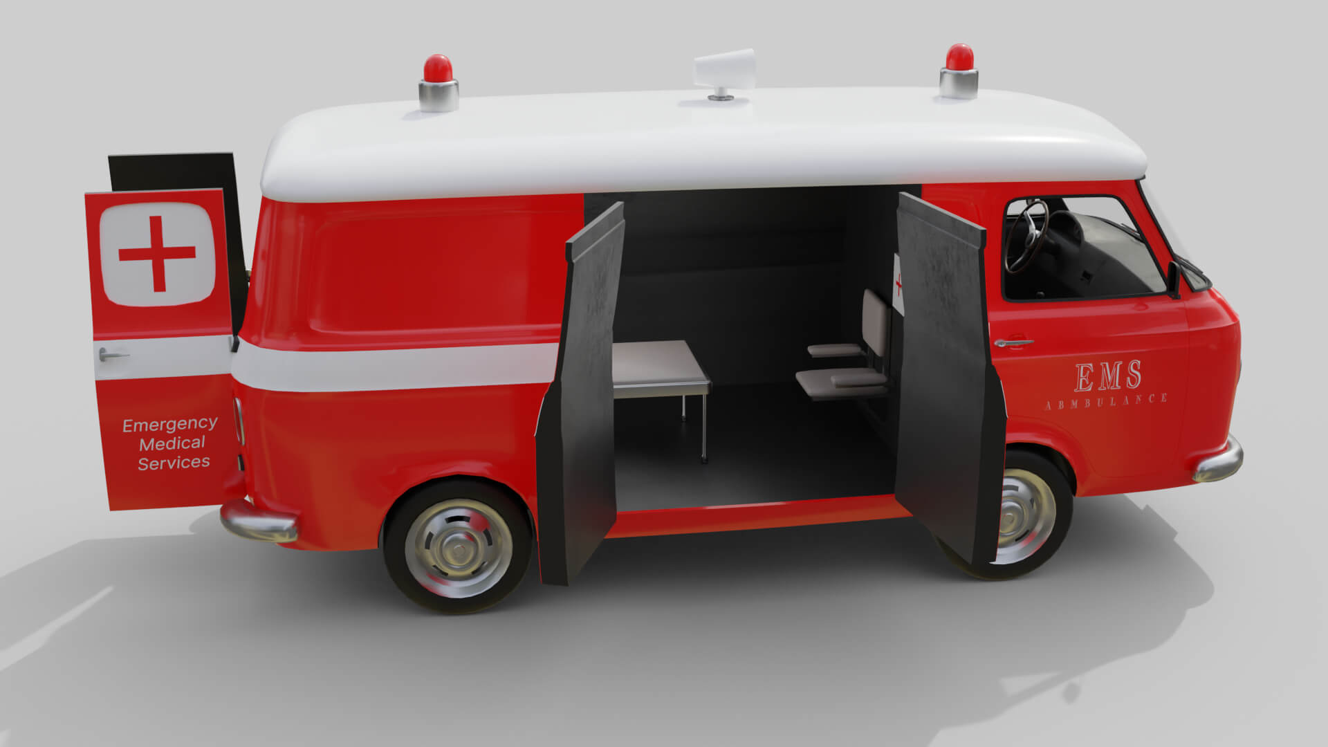 Vintage Ambulance Van - 3D Model by 3DPolyForge