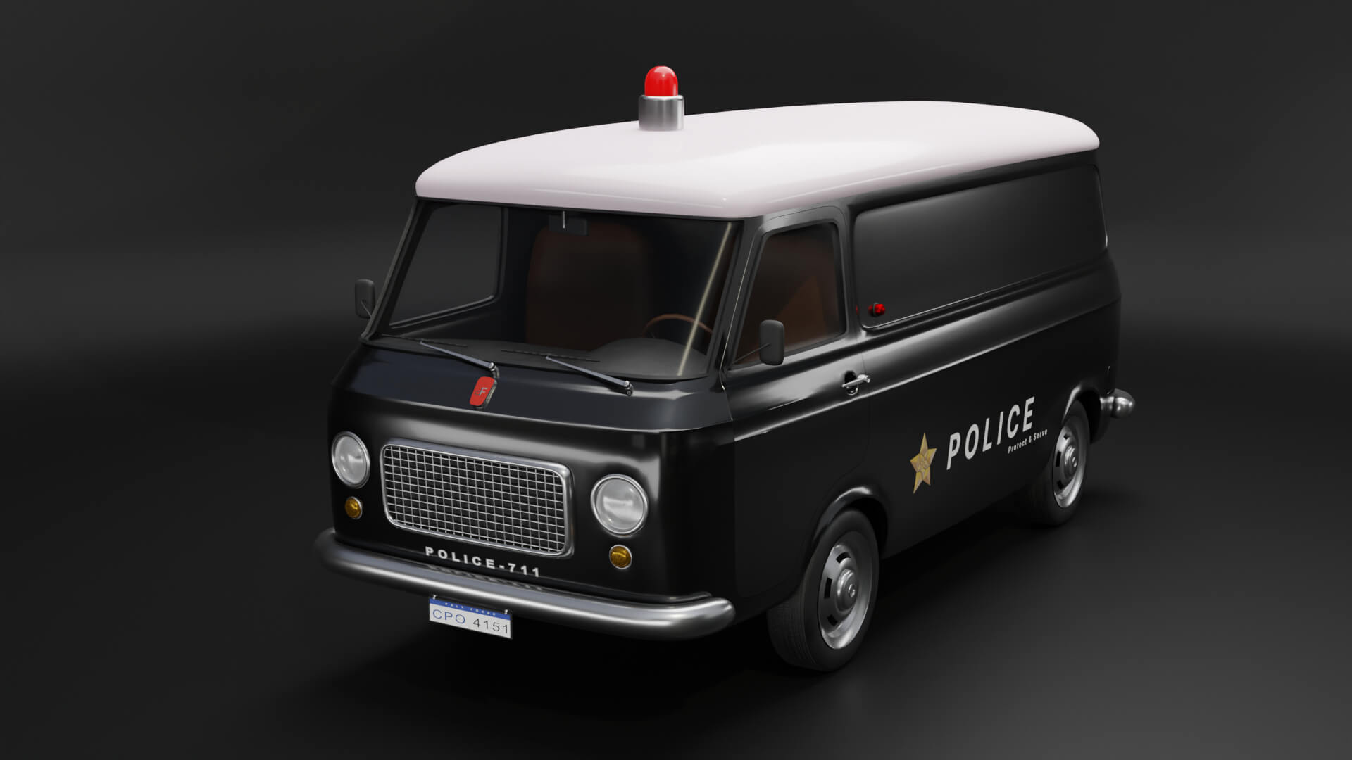 Realistic Vintage Police Van High-Detail Game Ready Asset 3D Model by ...