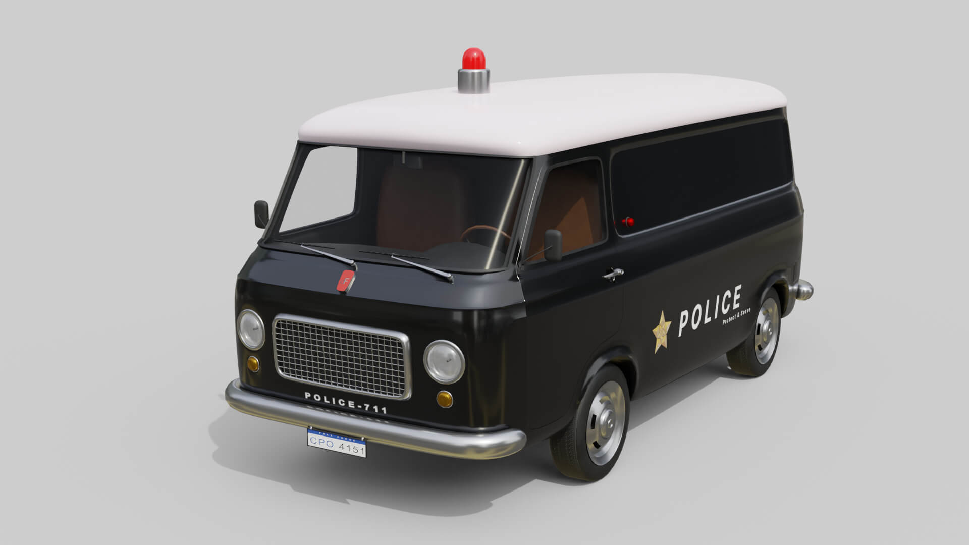 Realistic Vintage Police Van High-Detail Game Ready Asset 3D Model by ...