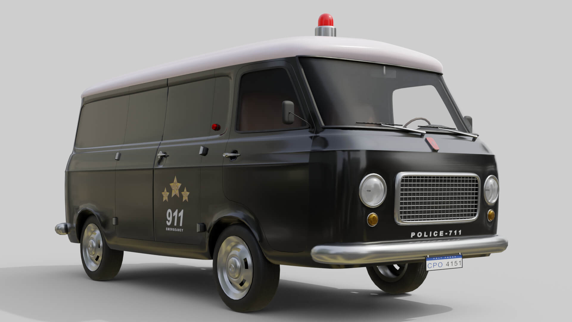 Realistic Vintage Police Van High-Detail Game Ready Asset 3D Model by ...