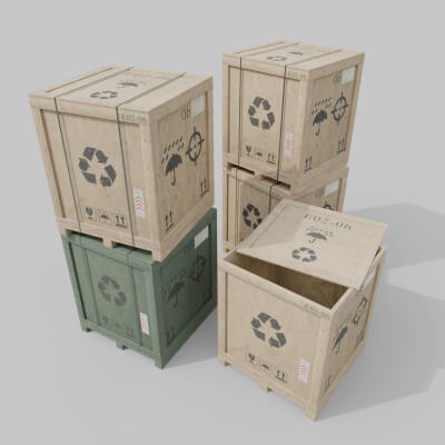 Wooden Cube Crate - Customizable Shipping Box 3D Model by 3DPolyForge