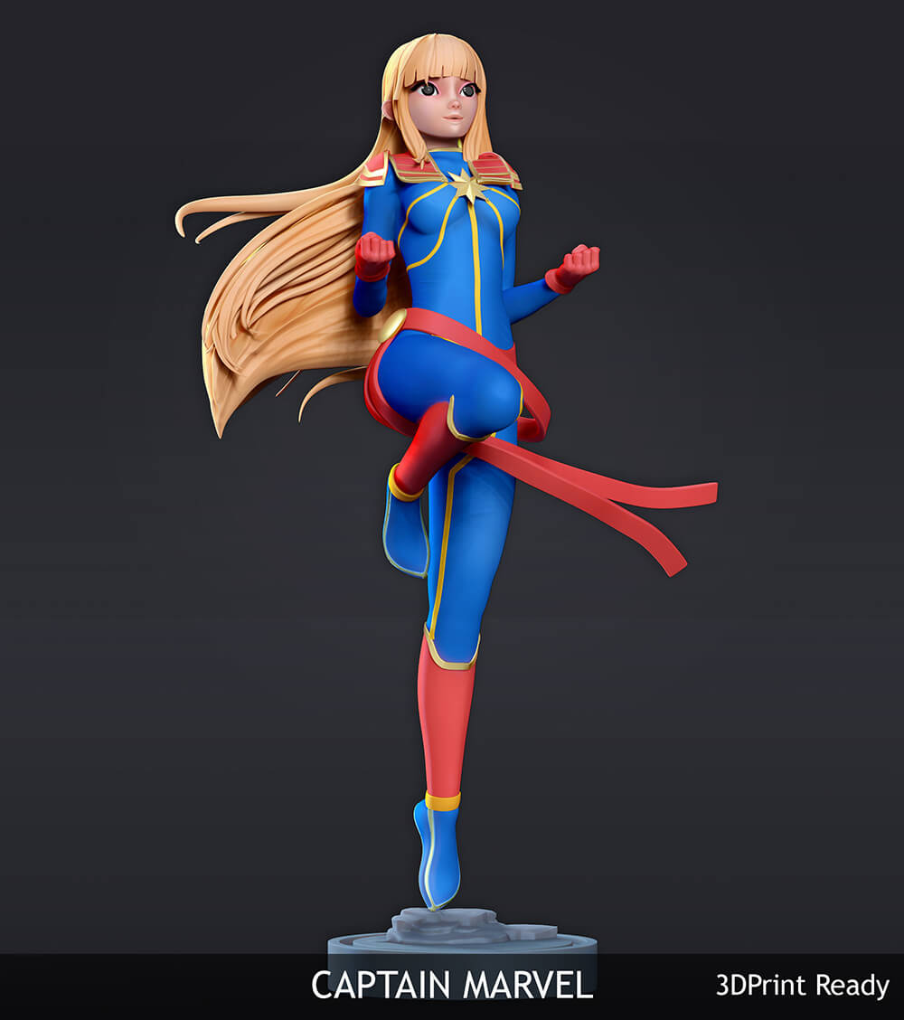 Captain Marvel - 3D Model by 3DPrintingDesigner