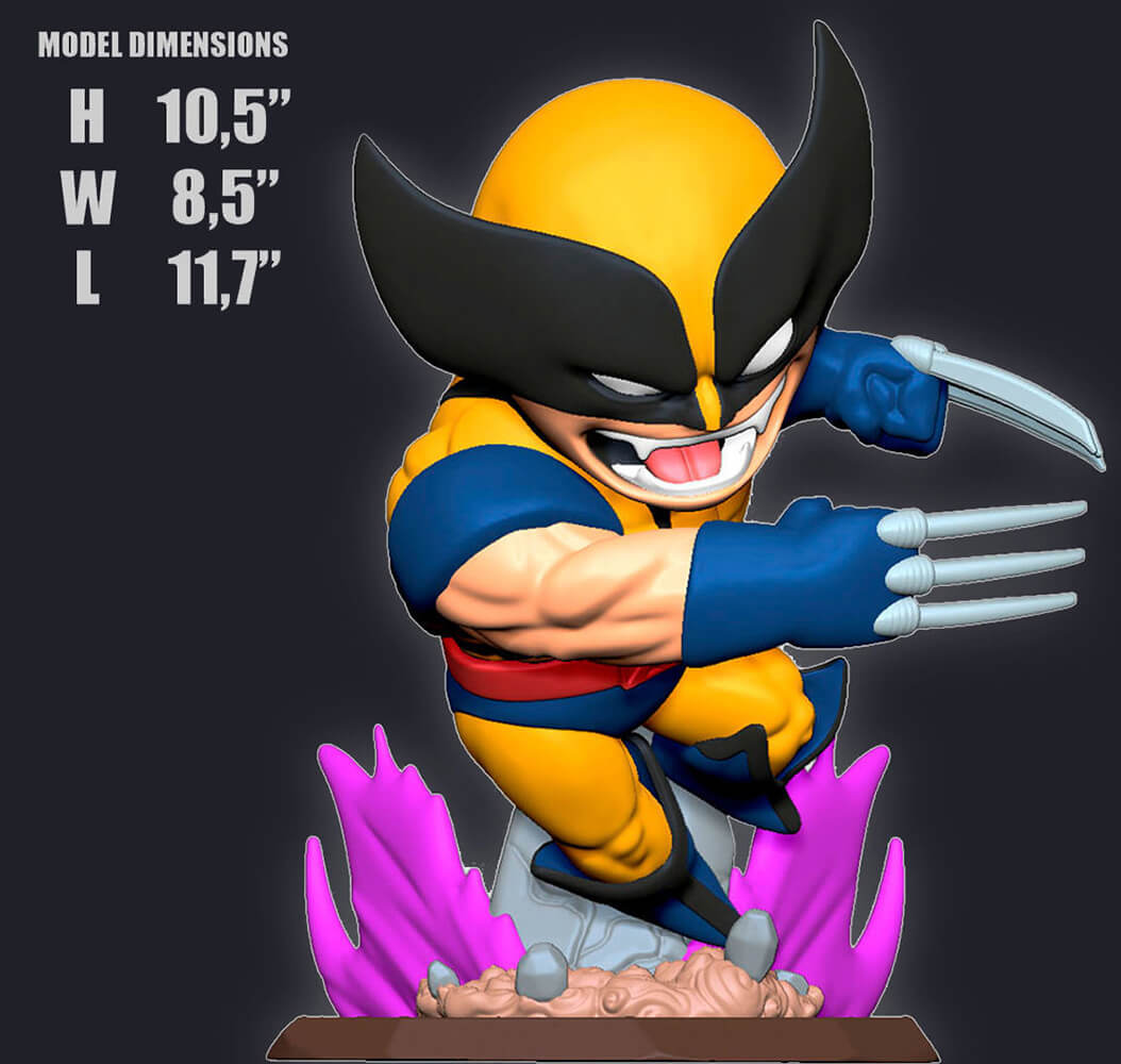 Chibi Wolverine - 3D Print Model by 3DPrintingDesigner