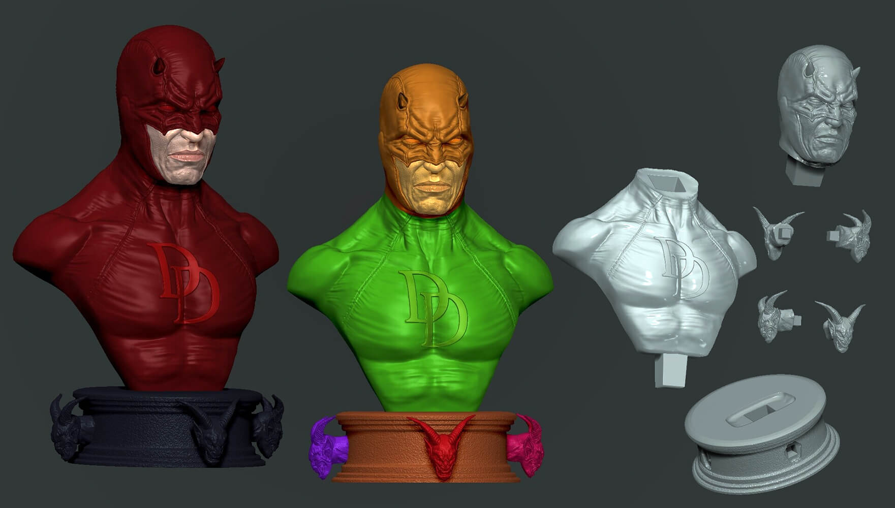 Daredevil Bust - 3D Model by 3DPrintingDesigner