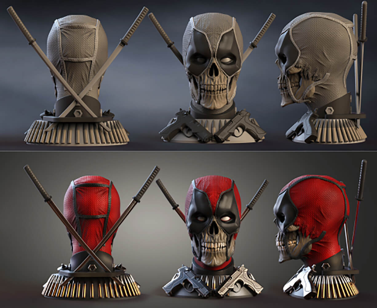 Deadpool Bust Halloween Version - 3D Model by 3DPrintingDesigner