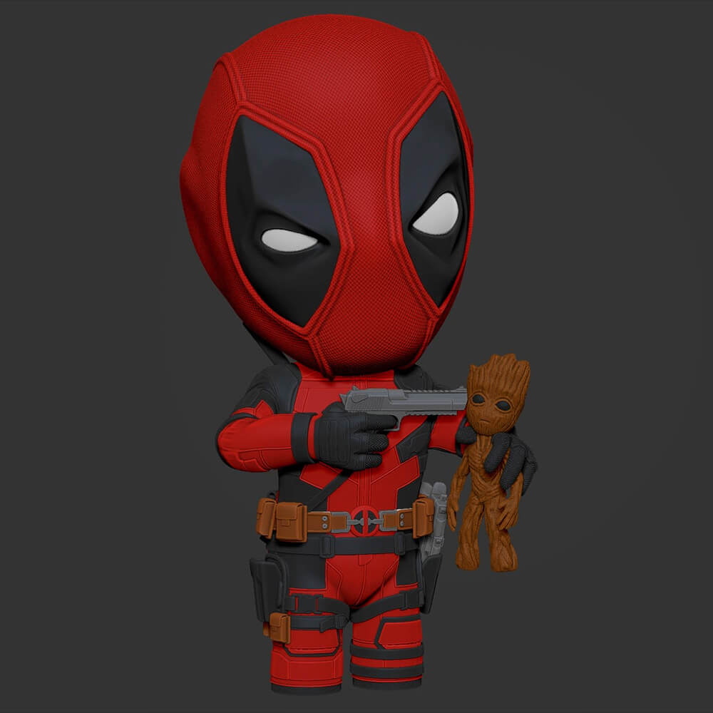 Deadpool Vs Groot - 3D Model by 3DPrintingDesigner