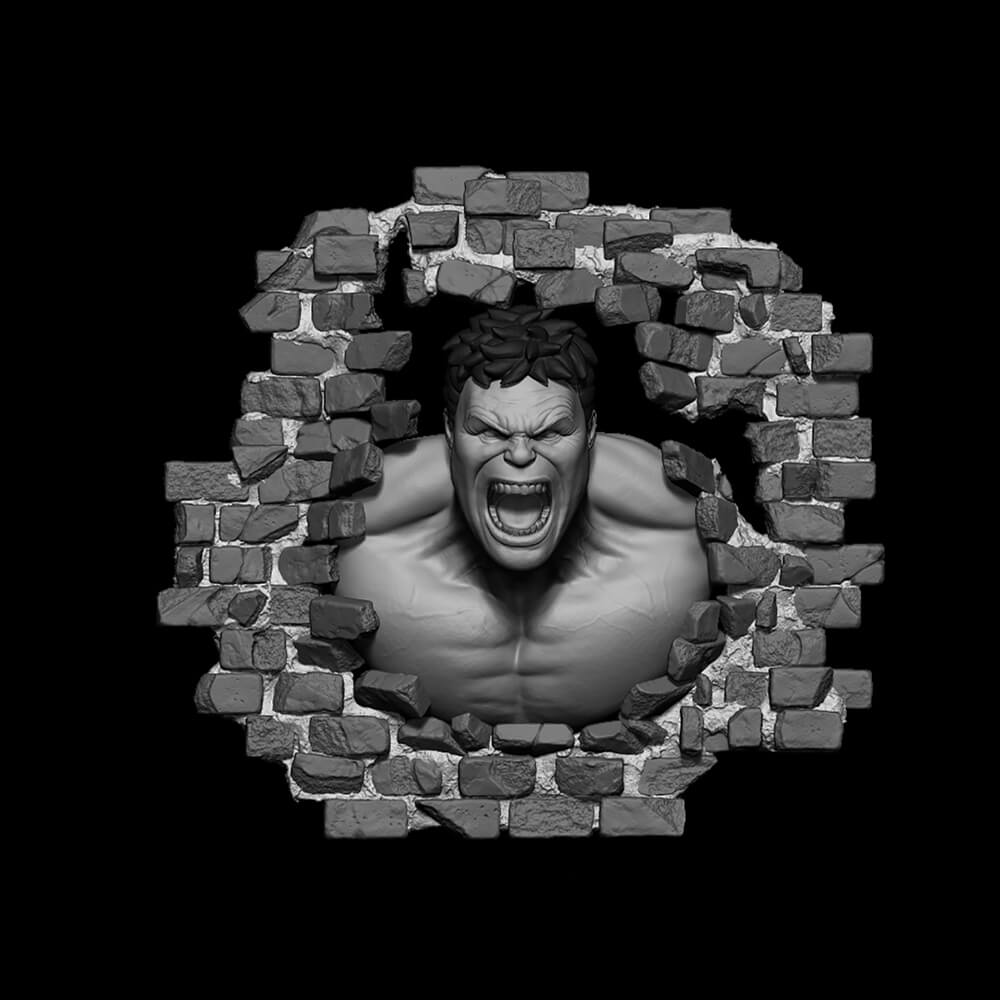 Hulk Smash Wall - 3D Model by 3DPrintingDesigner