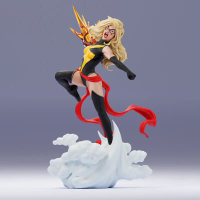 Miss Marvel Statue - 3D Model by 3DPrintingDesigner