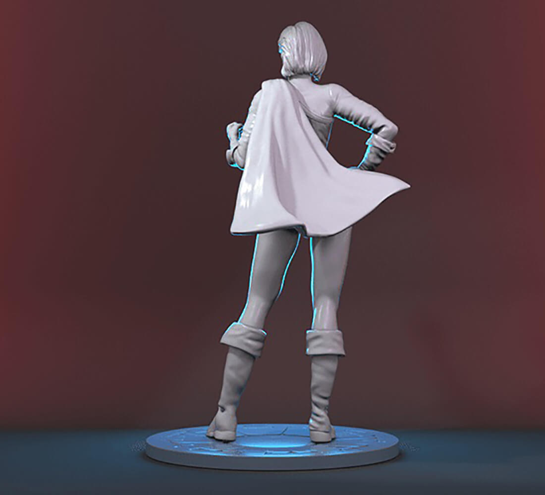 Power Girl Figure - 3D Model by 3DPrintingDesigner