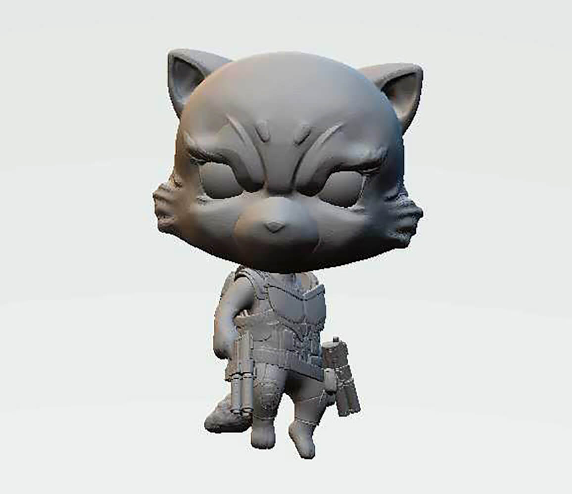 Rocket Raccoon Chibi - 3D Model by 3DPrintingDesigner
