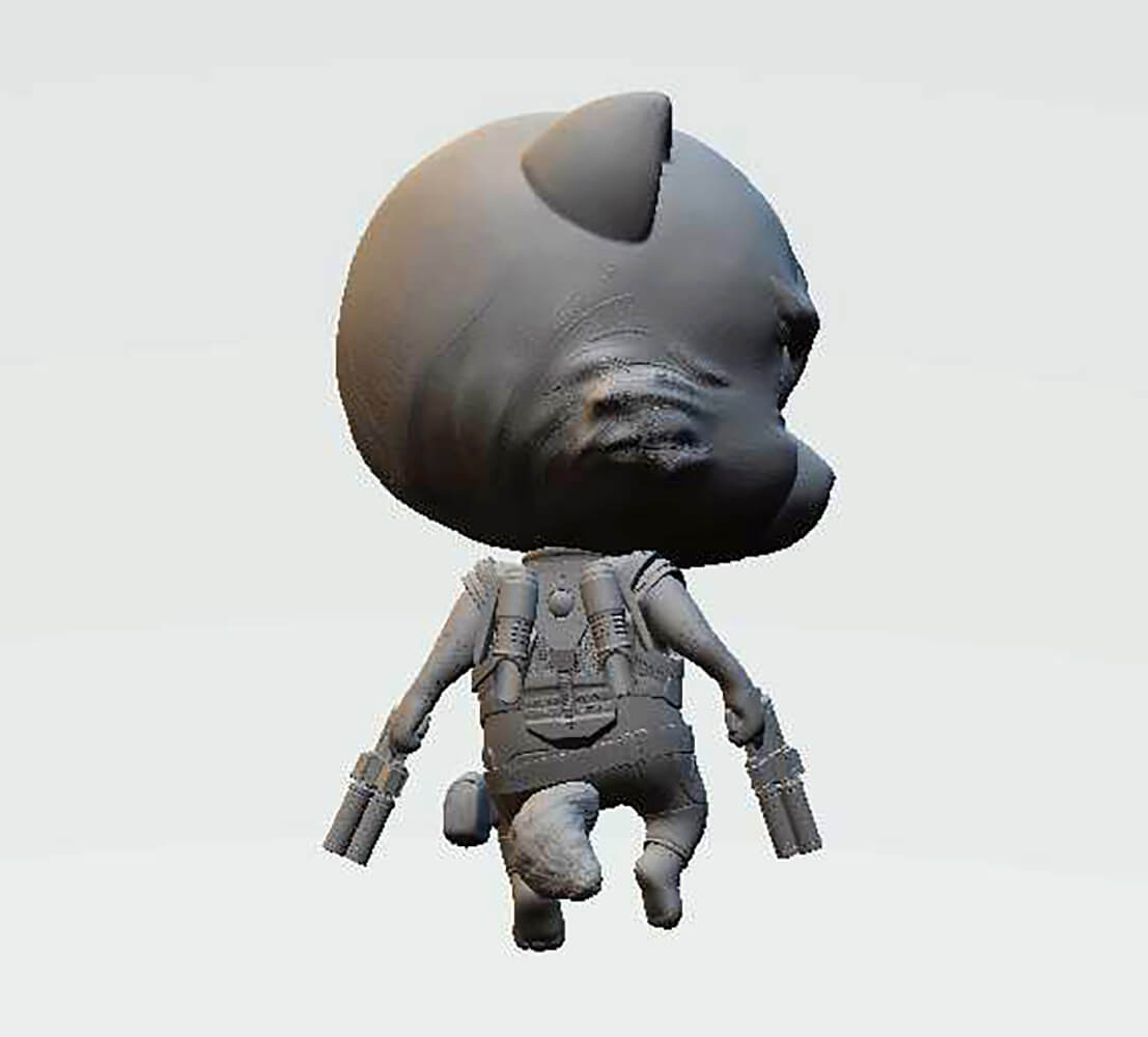 Rocket Raccoon Chibi - 3D Model by 3DPrintingDesigner