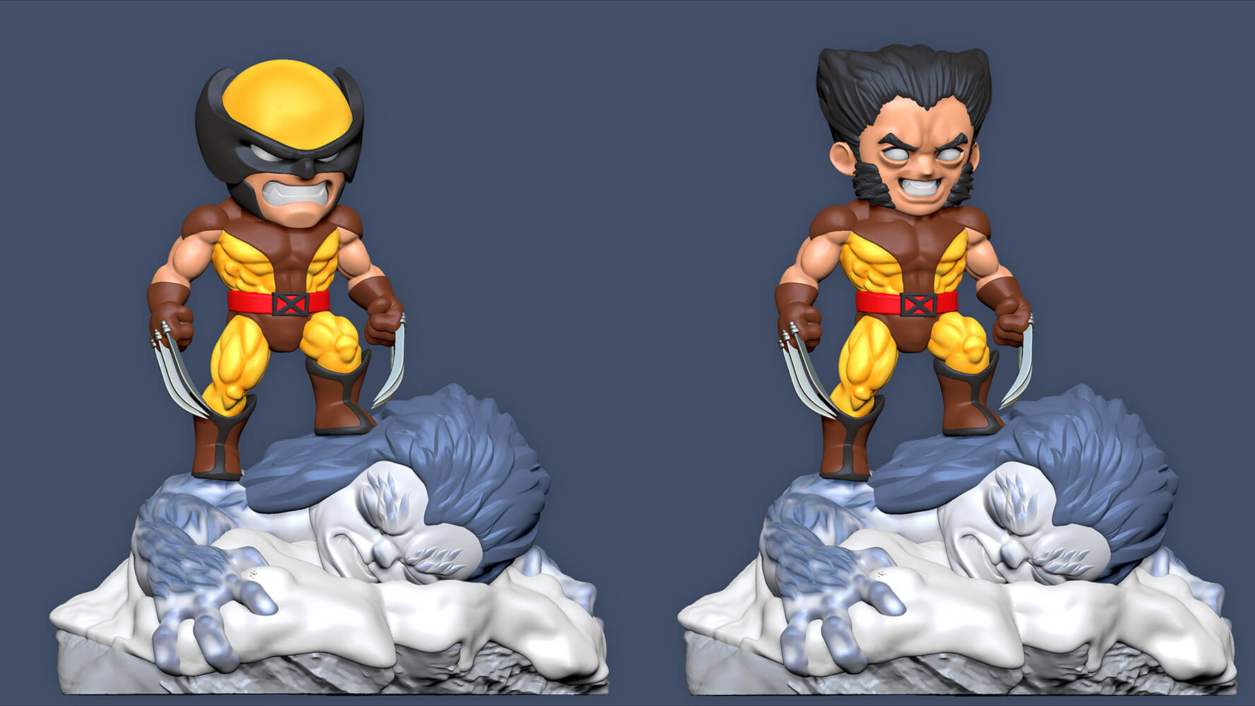 Wolverine Vs Wendigo Chibi - 3D Model by 3DPrintingDesigner