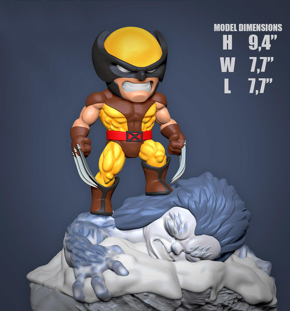 Wolverine Vs Wendigo Chibi - 3D Model by 3DPrintingDesigner
