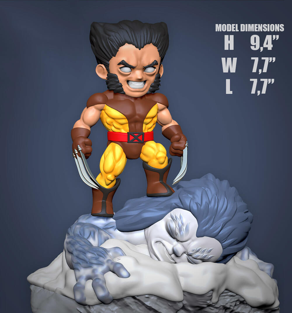 Wolverine Vs Wendigo Chibi - 3D Model by 3DPrintingDesigner