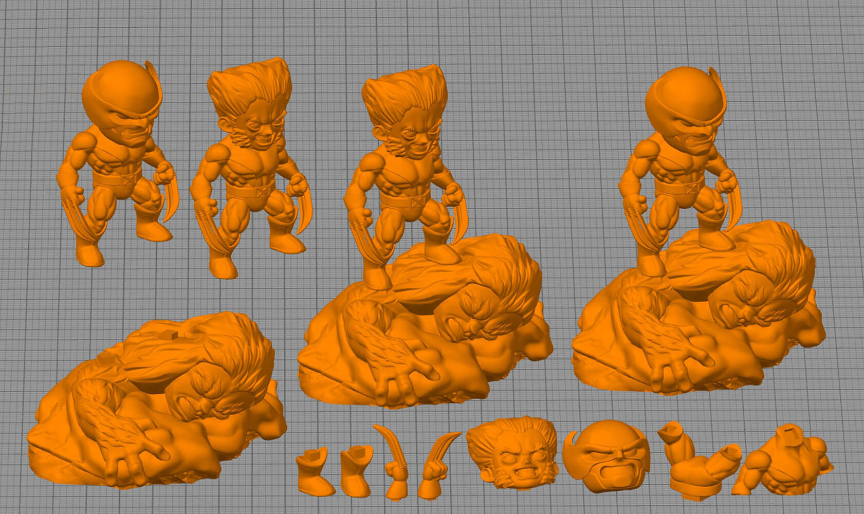 Wolverine Vs Wendigo Chibi - 3D Model by 3DPrintingDesigner