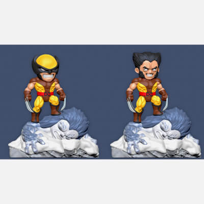 Wolverine Vs Wendigo Chibi - 3D Model by 3DPrintingDesigner