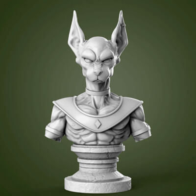Beerus Bust Figurine - 3D Model by 3dprintmodel91