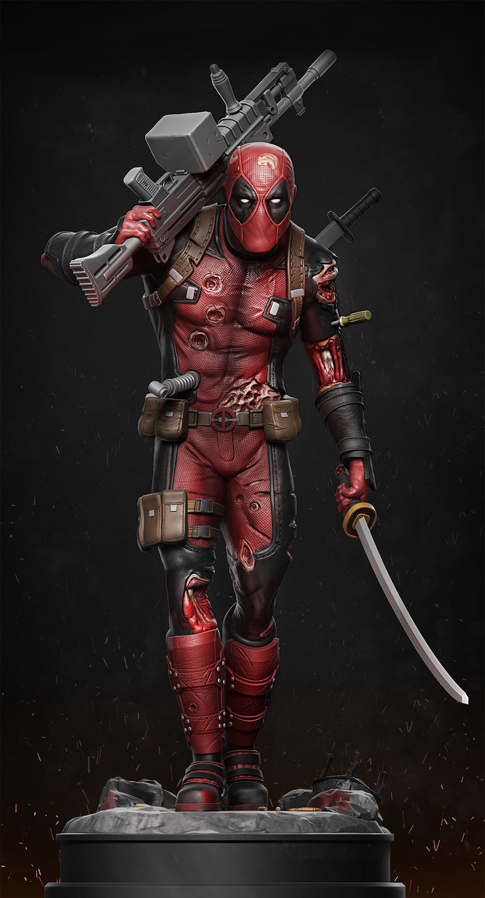 Deadpool Statue - 3D Model by 3dprintmodel91
