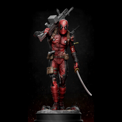 Deadpool Statue - 3D Model by 3dprintmodel91