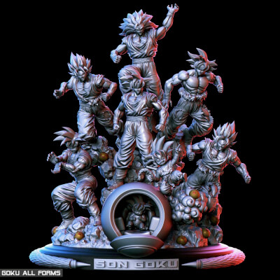 Goku All Forms - 3D Model by 3dprintmodel91