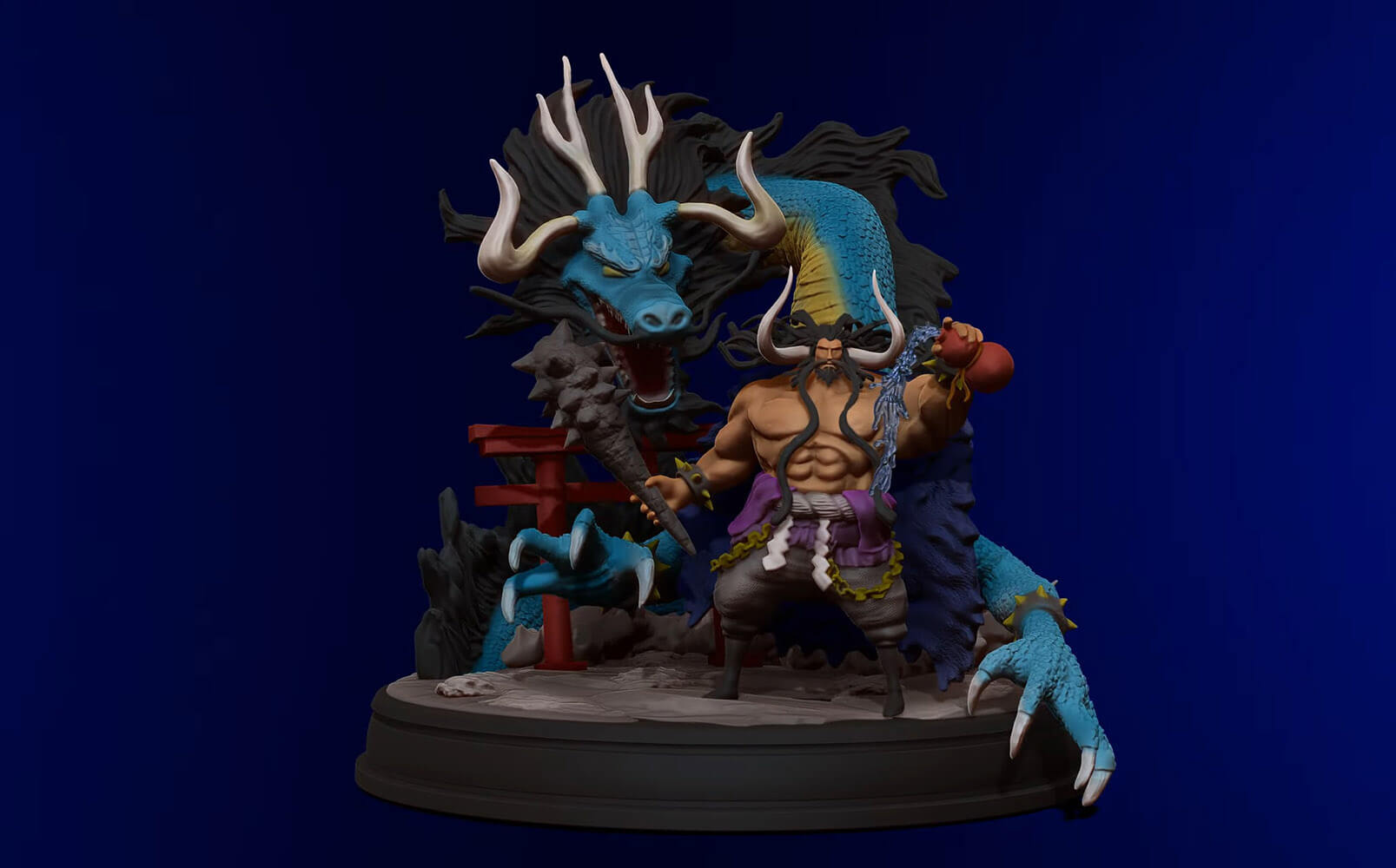 Kaido Emperor and Dragon - 3D Print Model by 3dprintmodel91