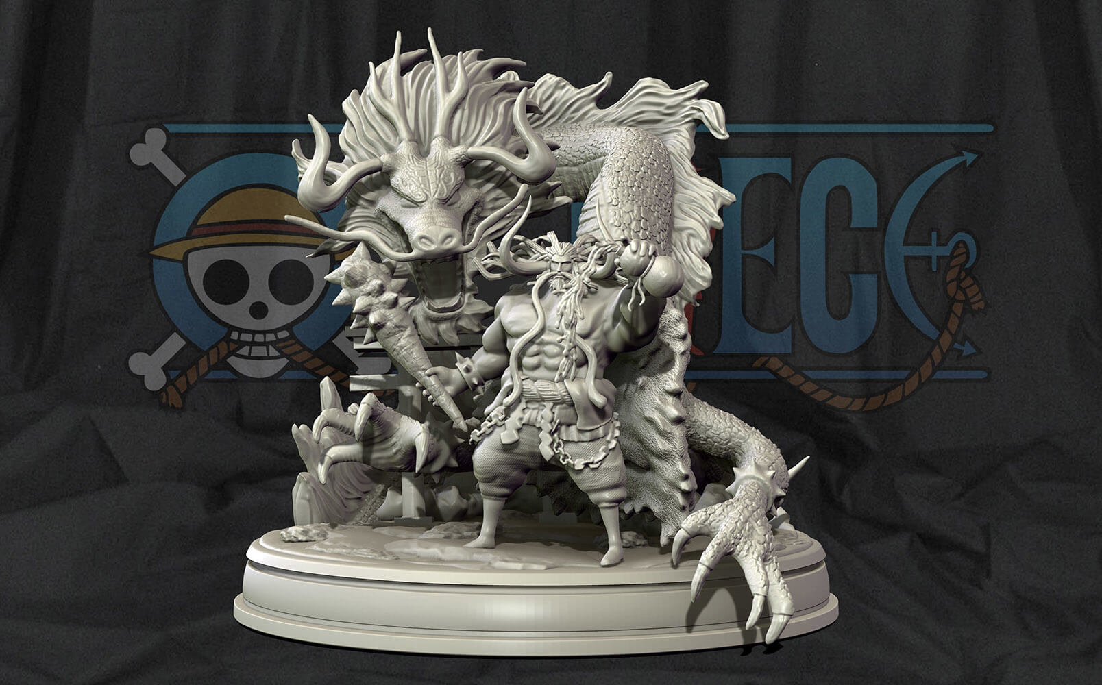 Kaido Emperor and Dragon - 3D Print Model by 3dprintmodel91