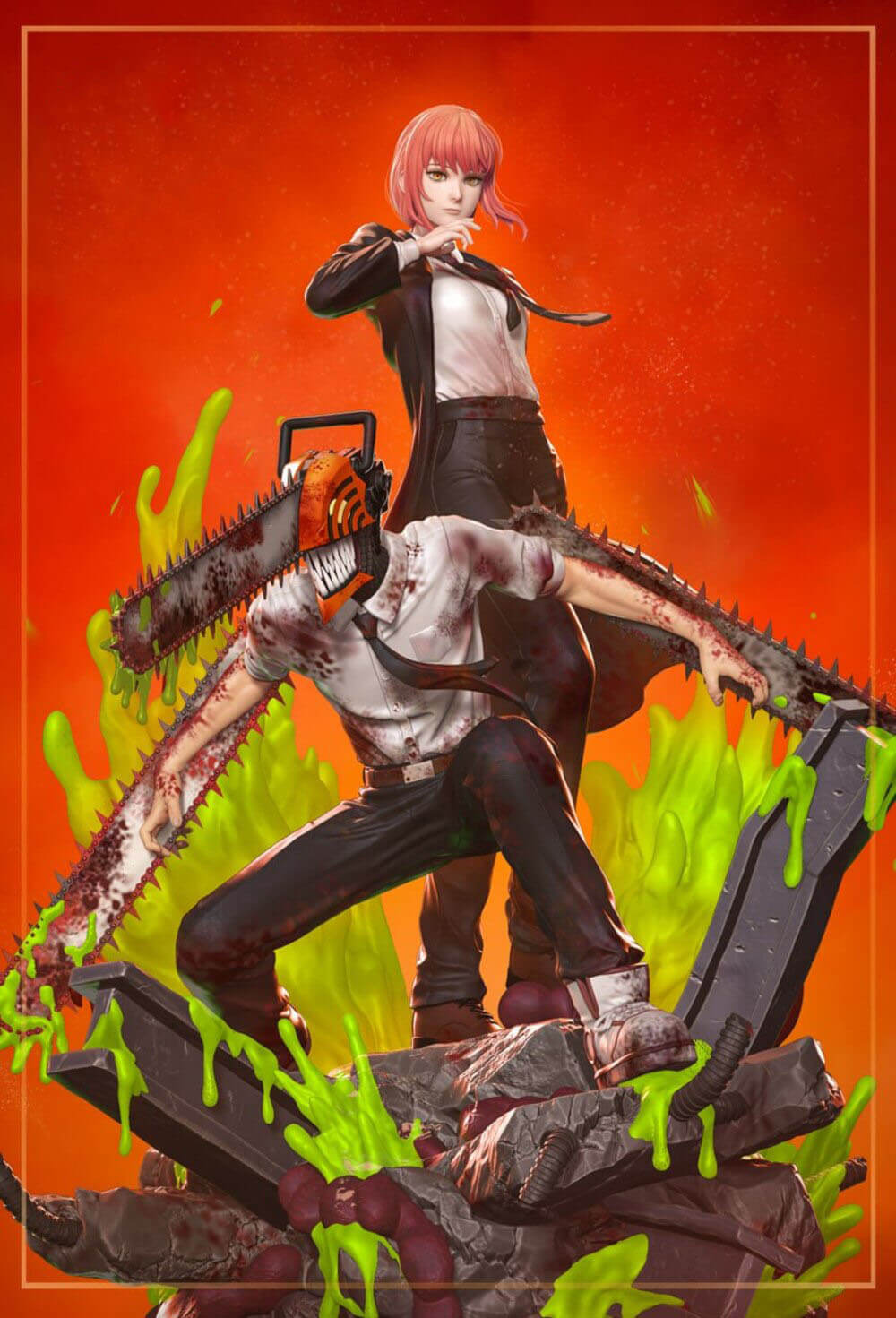 Makima and Denji - 3D Model by 3dprintmodel91