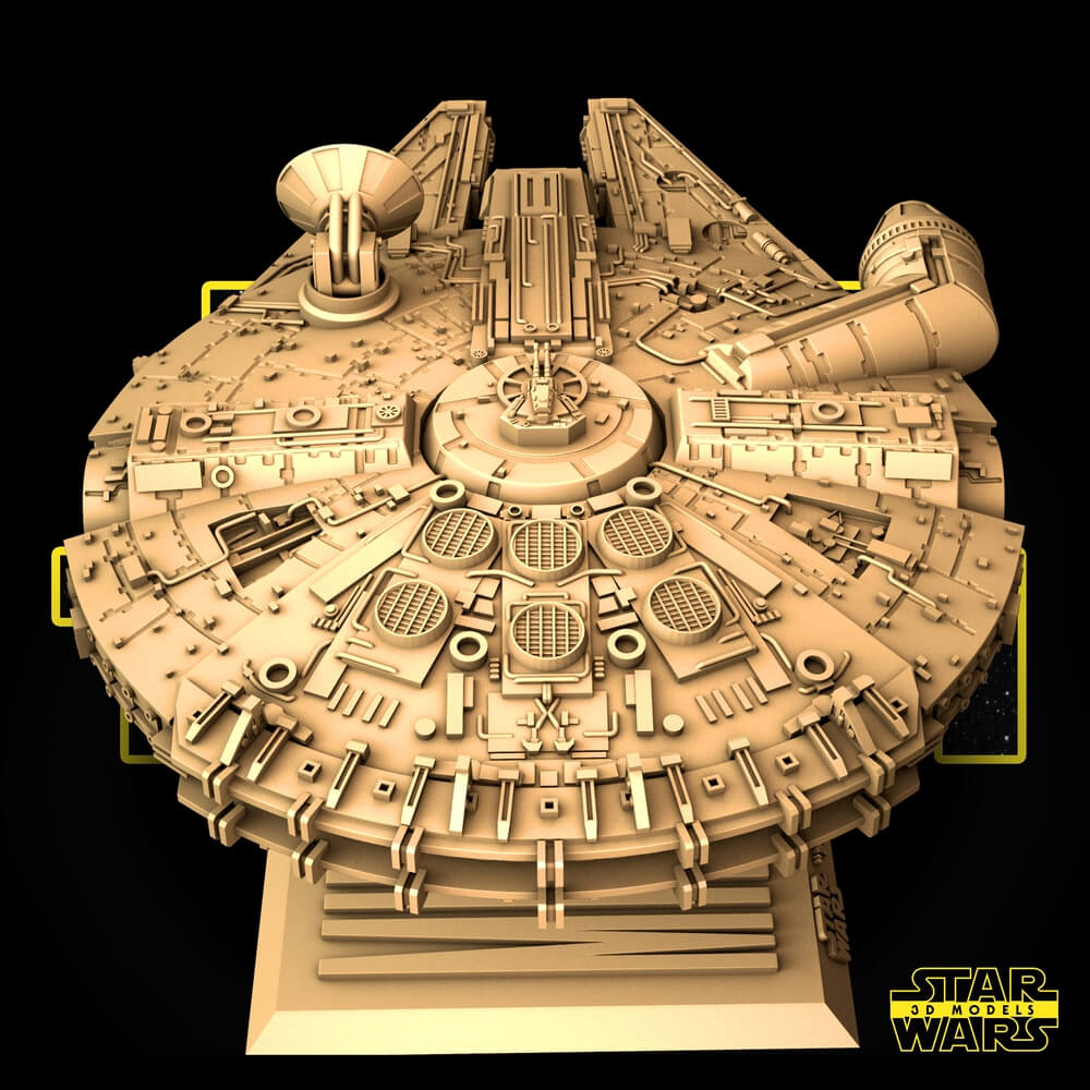 Millenium Falcon - Star Wars 3D Model by 3dprintmodel91