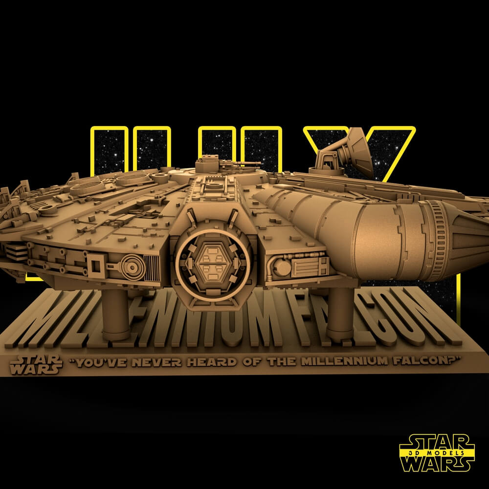 Millenium Falcon - Star Wars 3D Model by 3dprintmodel91