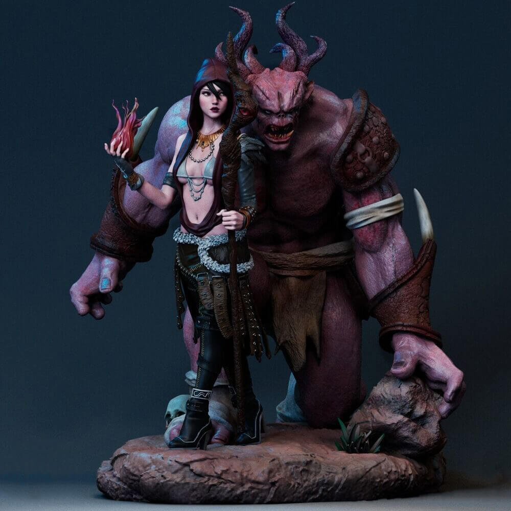 Morrigan Dragon Age And Monster - 3D Model by 3dprintmodel91