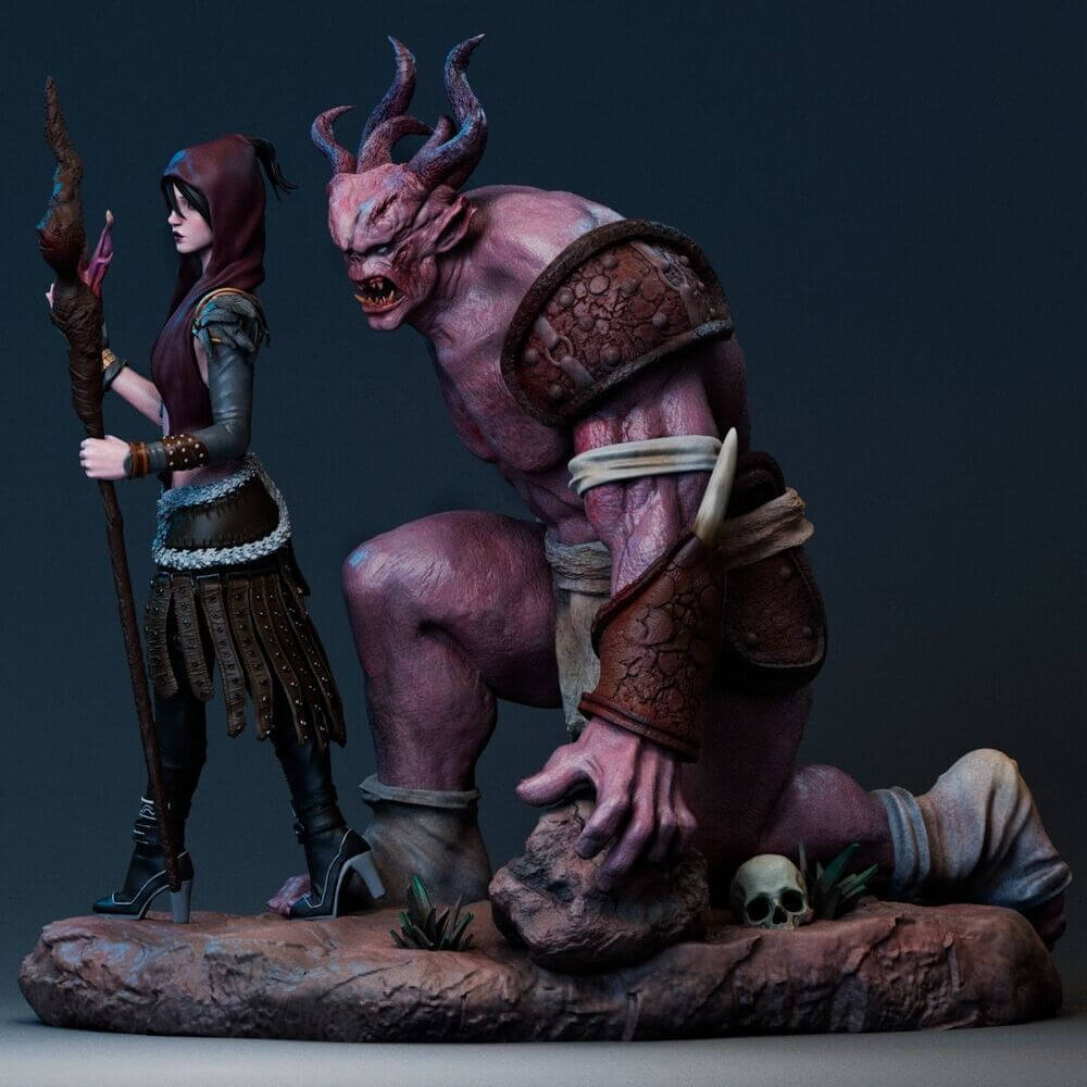 Morrigan Dragon Age And Monster - 3D Model by 3dprintmodel91