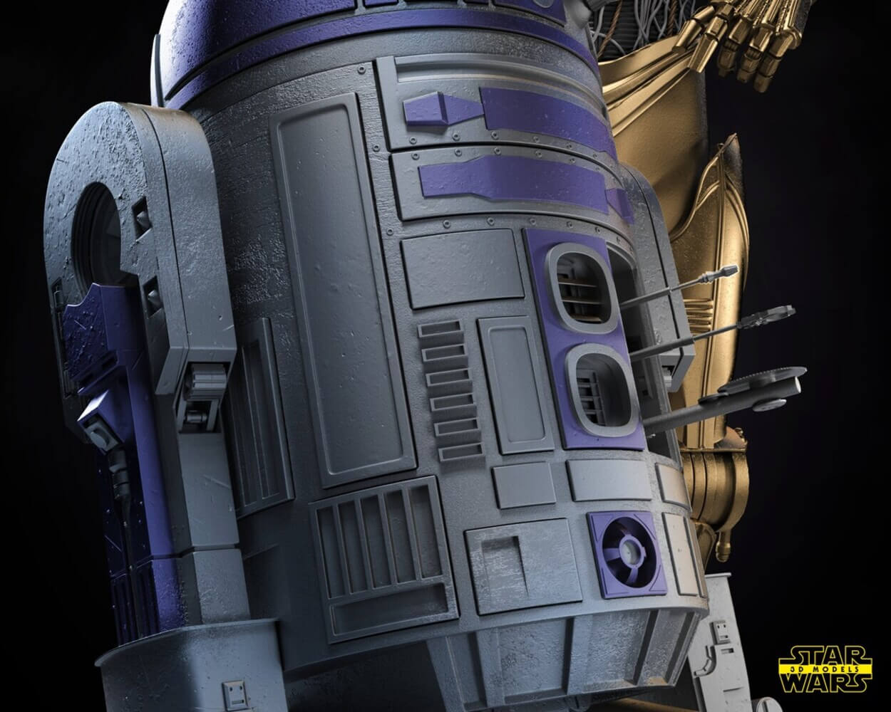 R2D2 and C3PO - Star Wars 3D Model by 3dprintmodel91