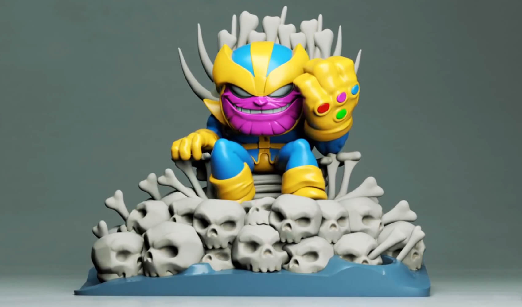 Thanos on Throne Chibi - 3D Model by 3dprintmodel91
